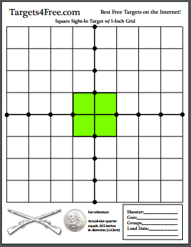 Square Sight-In Shooting Target (With Grid) - Targets4Free